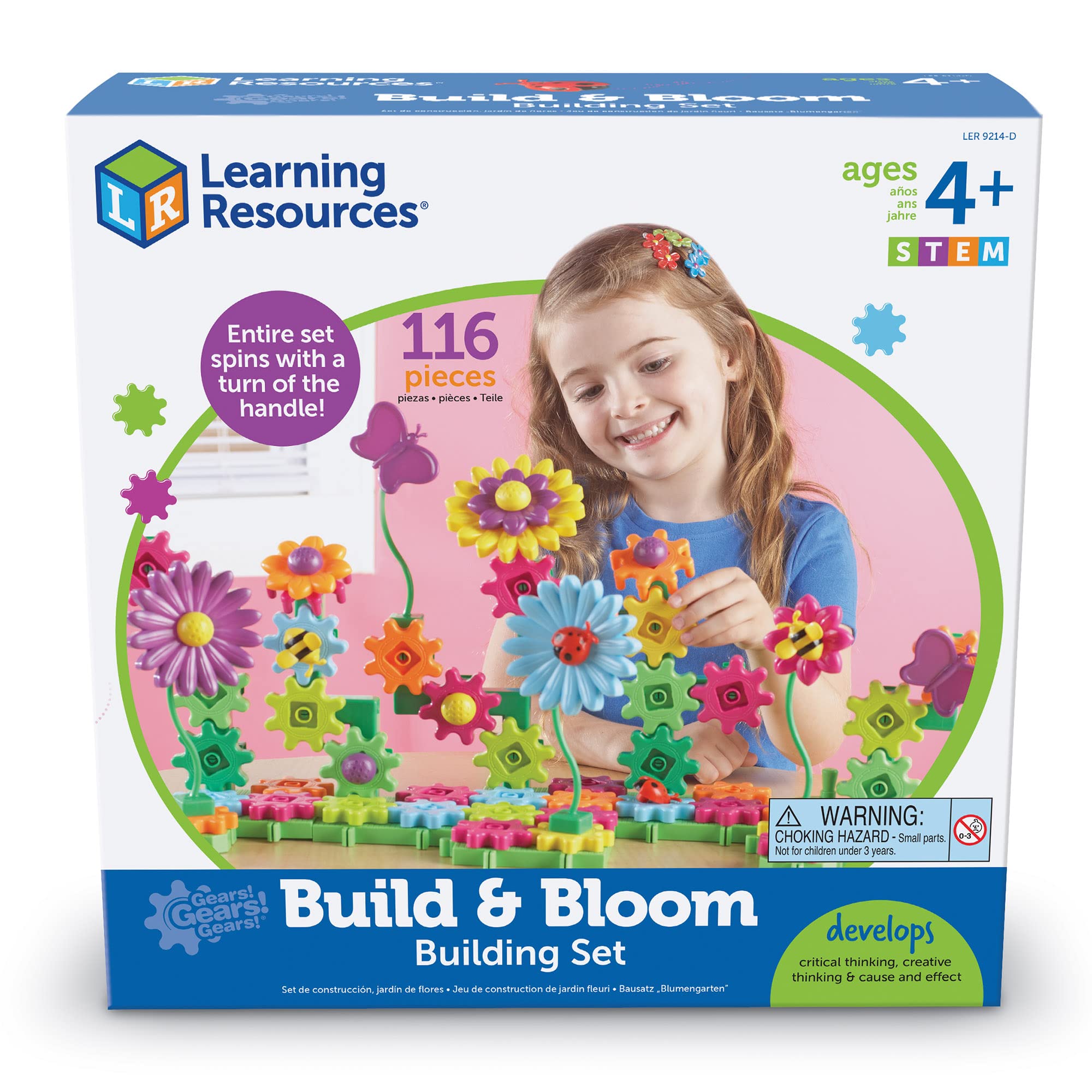 Learning Resources Gears! Gears! Gears! Build & Bloom Building Set, STEM Learning Toy, 116 Pieces, Ages 4+