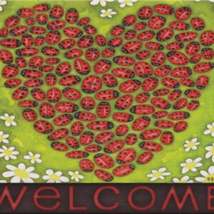 Toland Home Garden 800003 Ladybug Heart Summer Door Mat 18x30 Inch Welcome Outdoor Doormat for Entryway Indoor Entrance