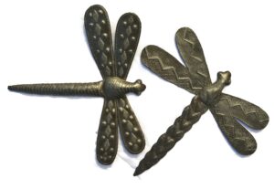 garden dragonflies, set of 2, fall decorative plaques for indoor outdoor, small ornamental wall plaques, home decor, handmade in haiti 9 x 11 inches