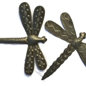 Garden Dragonflies, Set of 2, Fall Decorative Plaques for Indoor Outdoor, Small Ornamental Wall Plaques, Home Decor, Handmade in Haiti 9 x 11 Inches