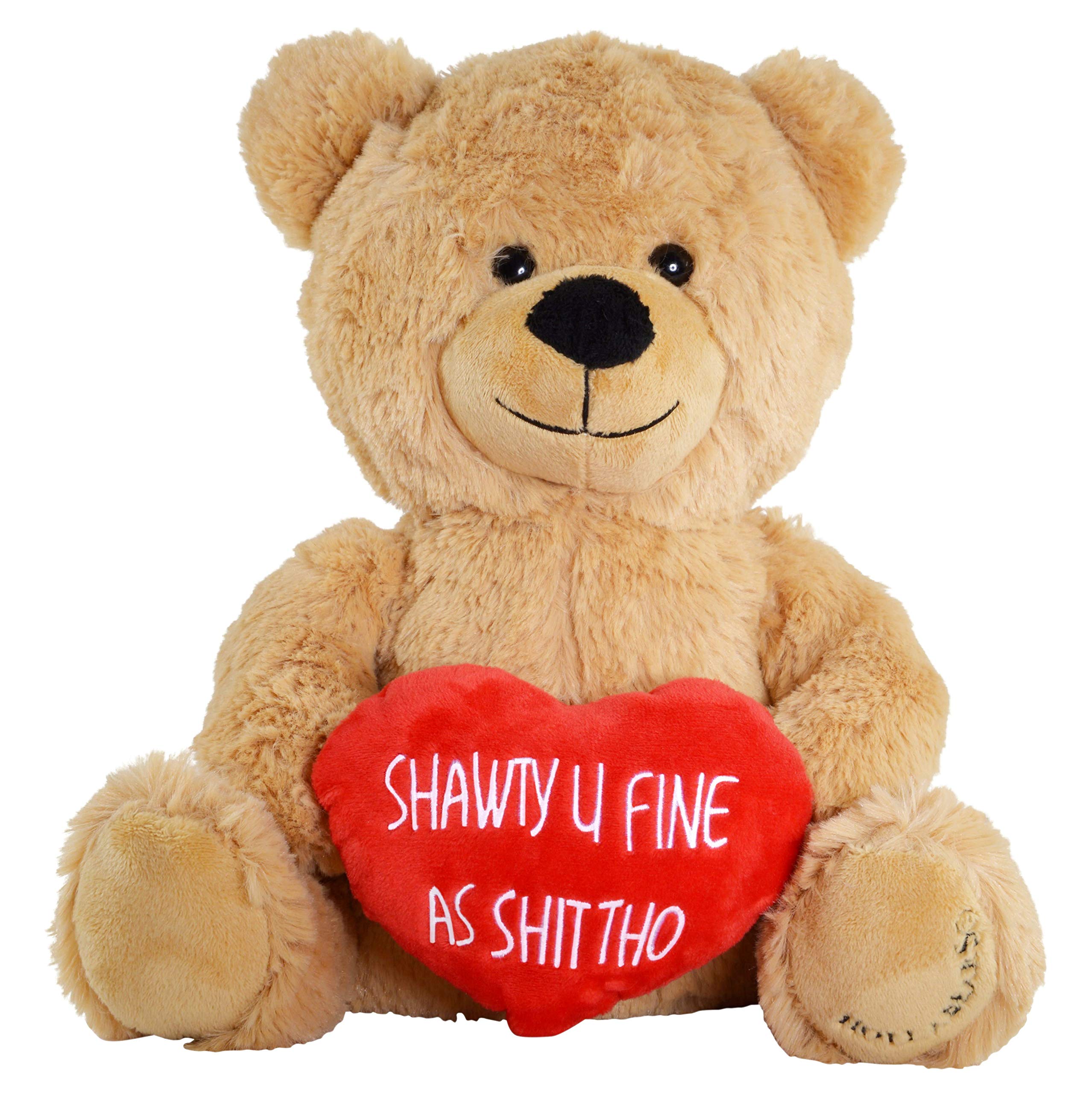 Hollabears Shawty U Fine 10" Original Teddy Bear - Funny Valentine's Day Plush Gift for The Girlfriend, Wife, Boyfriend, Husband or Best Friend