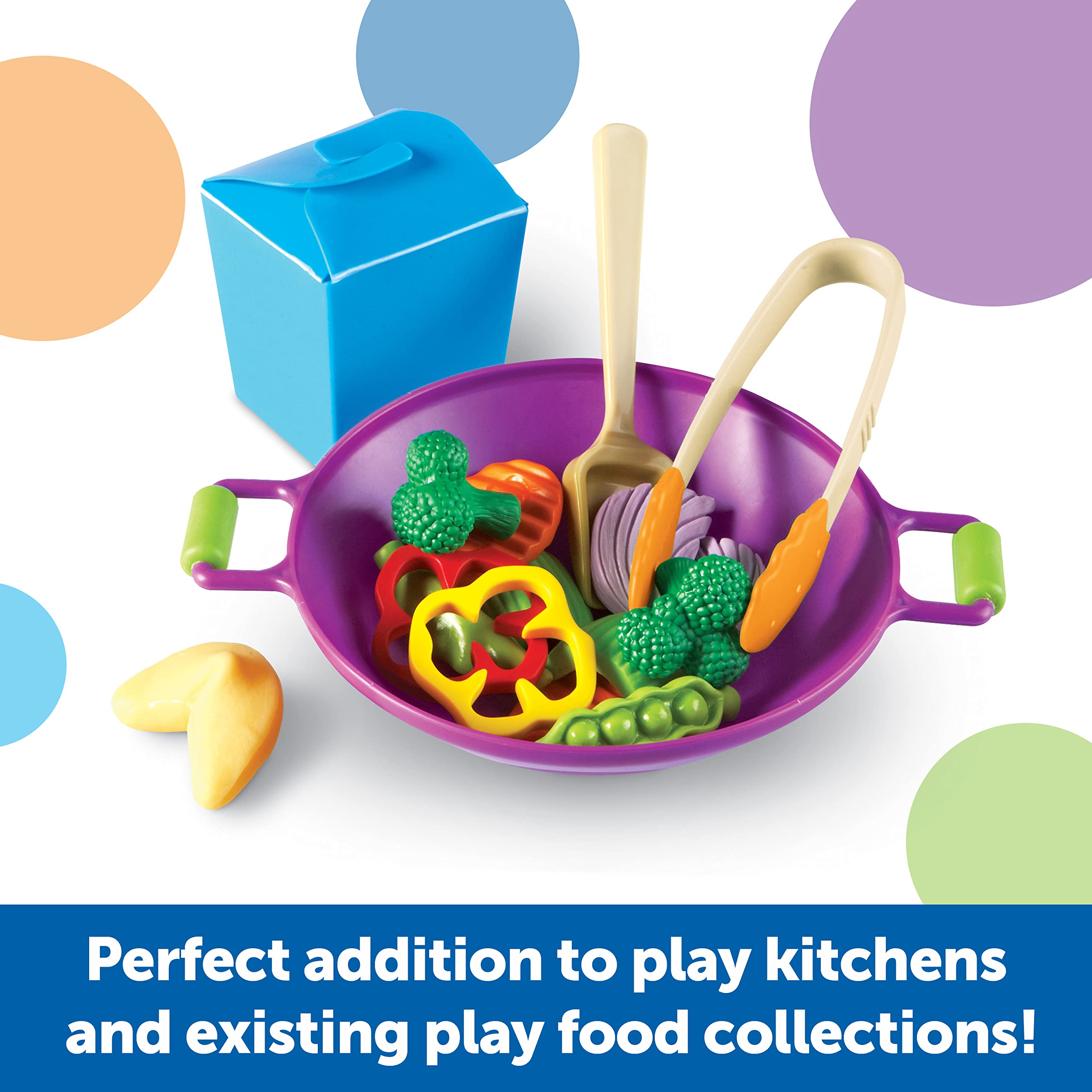 Learning Resources New Sprouts Stir Fry Play Food Set, Toy Wok, Pretend Play Toys for Toddlers, Kitchen Toys, 17 Piece Set, Ages 18 mos+