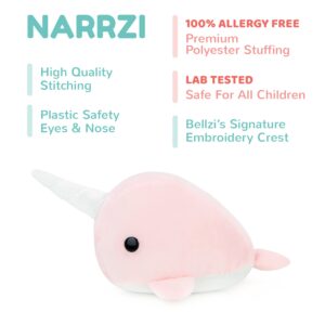 Bellzi Pink Narwhal Stuffed Animal Plushie - Soft Kawaii Plush Toy - Cute Plushies for All Ages - Narwhali