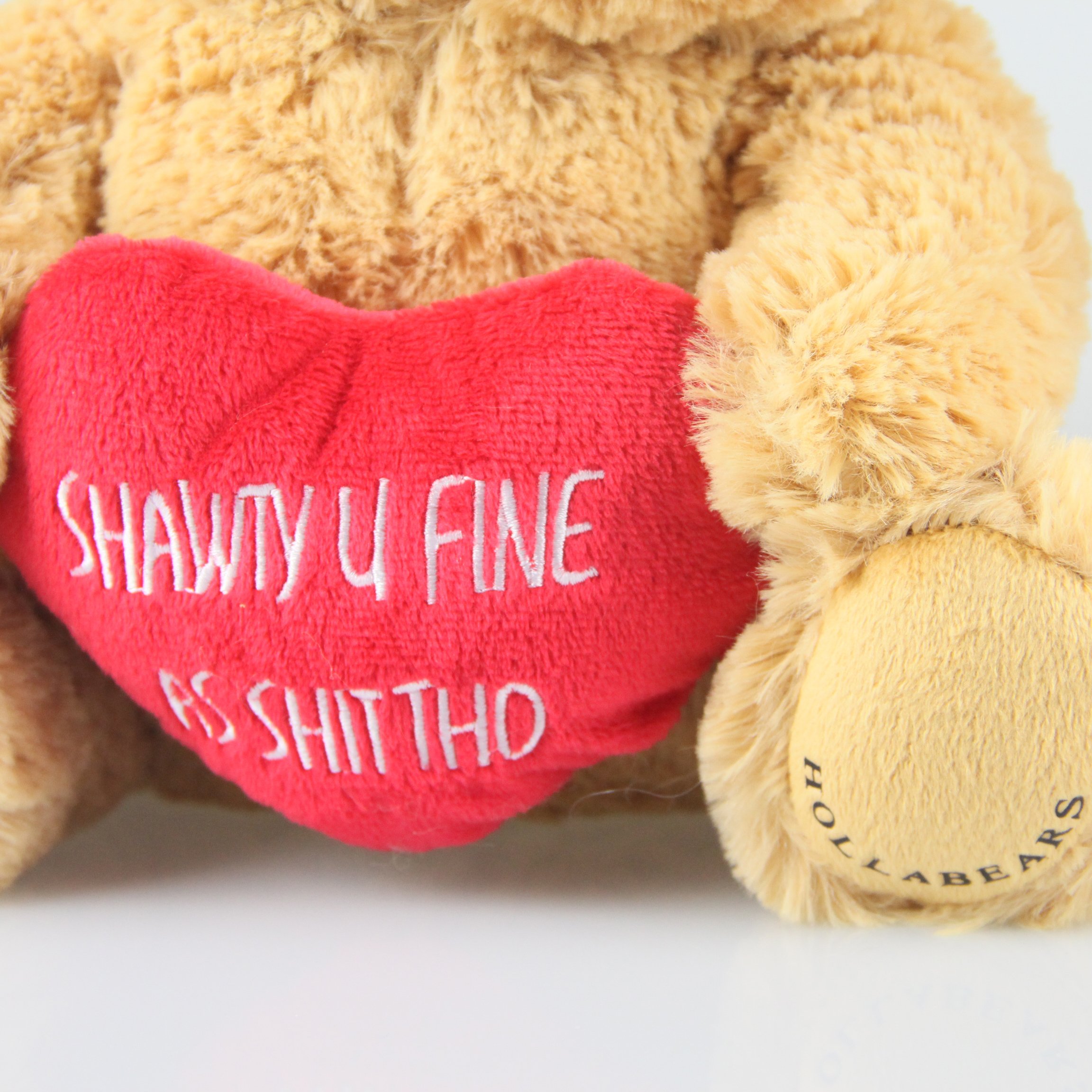 Hollabears Shawty U Fine 10" Original Teddy Bear - Funny Valentine's Day Plush Gift for The Girlfriend, Wife, Boyfriend, Husband or Best Friend