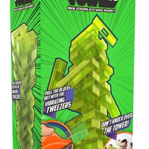 Fotorama Trembling Tower, The Ultimate Vibrating Stacking Game, Pull Blocks Out with Vibrating Tweezers, Extra Challenge, Precision & Fine Motor Skills, Keep Steady or Tumble Down, Players 2+,Ages 6+