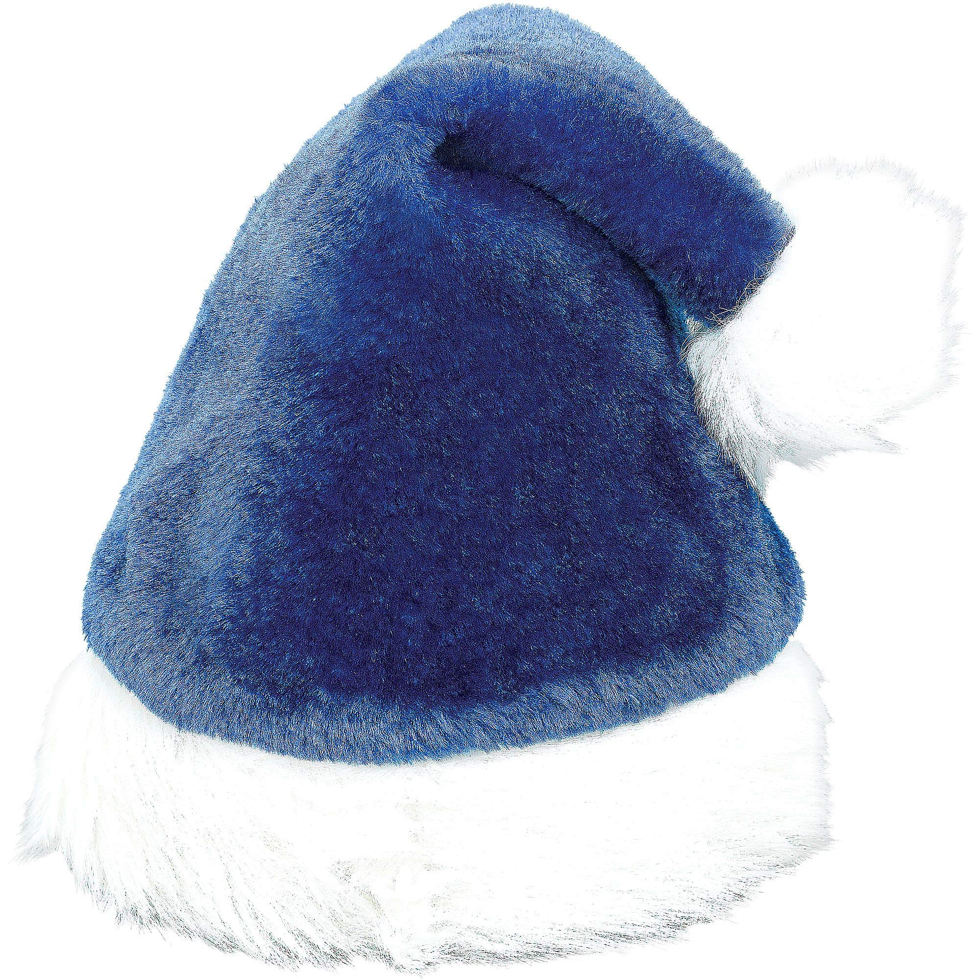 Deluxe Plush Santa Blue & White Faux Fur Hat - 15" x 11", 1 Piece - Ideal for Christmas, Holiday, & Themed Parties