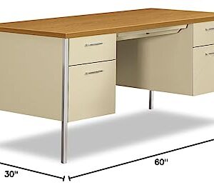 HON 34962CL 34000 Series Double Pedestal Desk, 60w x 30d x 29 1/2h, Harvest/Putty