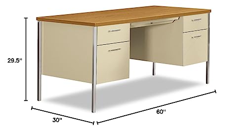 HON 34962CL 34000 Series Double Pedestal Desk, 60w x 30d x 29 1/2h, Harvest/Putty