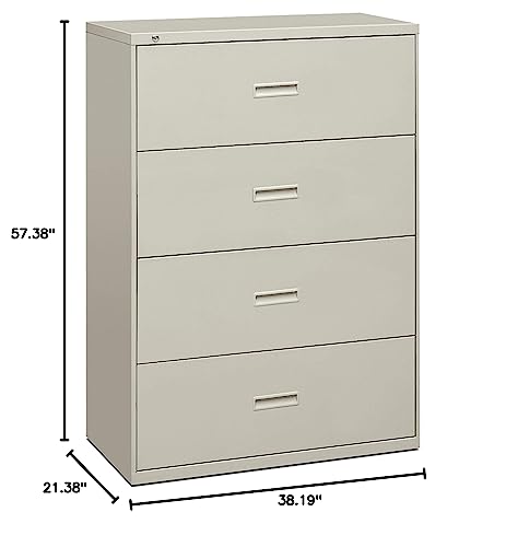 HON 484LQ Lateral File, 4-Drawer, 36-Inch x19-1/4-Inch x53-1/4-Inch, Lt. Gray