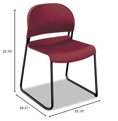 HON 4031MBT GuestStacker Series Chair, Mulberry with Black Finish Legs, 4/Carton (HON4031MBT)