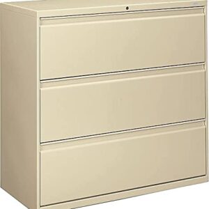 HON 893LL 800 Series Three-Drawer Lateral File, 42w x 19-1/4d x 40-7/8h, Putty