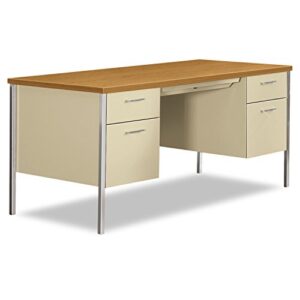 hon 34962cl 34000 series double pedestal desk, 60w x 30d x 29 1/2h, harvest/putty