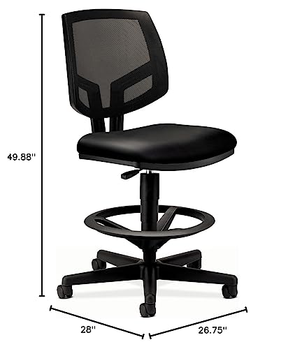 HON 5715SB11T Volt Series Mesh Back Adjustable Leather Task Stool, Black