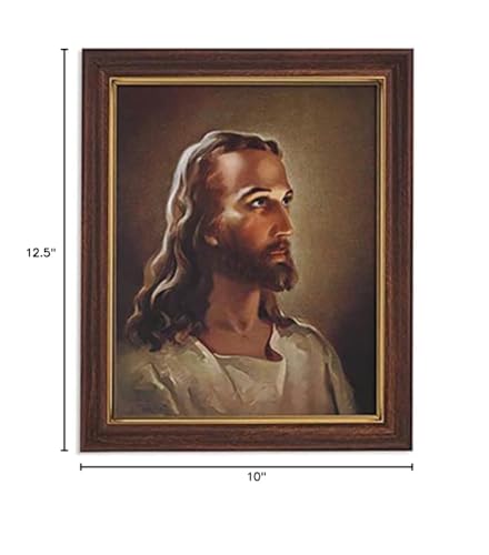 Gerffert Christian Wall Art in Mahogany Toned Wood Frame, 10 x 12.5-Inch, Sallman - The Head of Christ