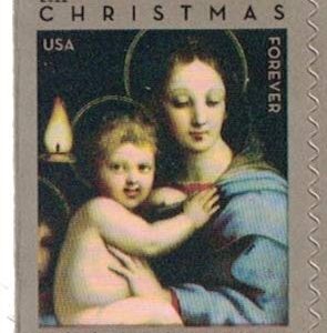 Christmas Madonna of the Candelabra by Raphael Book of 20 Forever Postage Stamps Scott 4570a