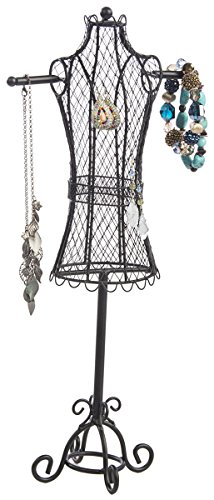 Displays2go Dress Form Jewelry Stand, Black, Set of 6