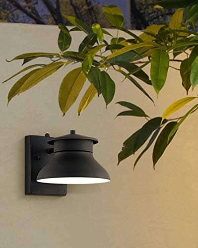 John Timberland Danbury Farmhouse Industrial Rustic Outdoor Barn Light Fixture Black LED Dusk to Dawn 6" for Exterior Deck House Porch Yard Patio Outside Garage Front Door Garden Home Roof