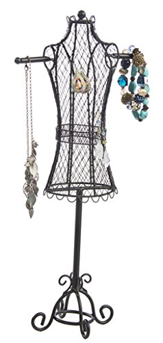 Displays2go Dress Form Jewelry Stand, Black, Set of 6