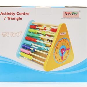 TOWO Activity Centre Triangle Toys - flip Flop Alphabet Blocks Abacus Clock - Activity Cube for Toddlers 5 in 1- Toys for Babies Montessori Learning-Wooden Toys for 1 Year Old