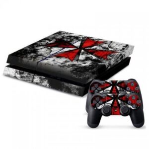 mightystickers protective vinyl skin decal cover for sony playstation 4 ps4 console & remote dualshock 4 controller sticker skins - resident evil red umbrella corp logo