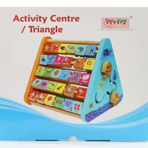 TOWO Activity Centre Triangle Toys - flip Flop Alphabet Blocks Abacus Clock - Activity Cube for Toddlers 5 in 1- Toys for Babies Montessori Learning-Wooden Toys for 1 Year Old