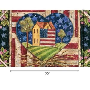 Toland Home Garden 800049 American Folk Heart Summer Door Mat 18x30 Inch Welcome Outdoor Doormat for Entryway Indoor Entrance