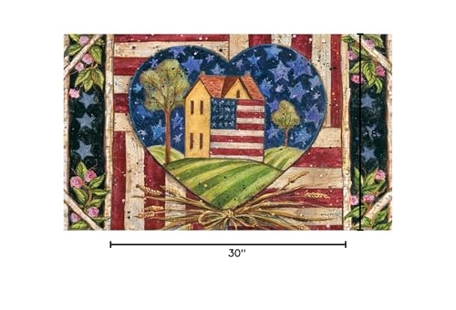 Toland Home Garden 800049 American Folk Heart Summer Door Mat 18x30 Inch Welcome Outdoor Doormat for Entryway Indoor Entrance