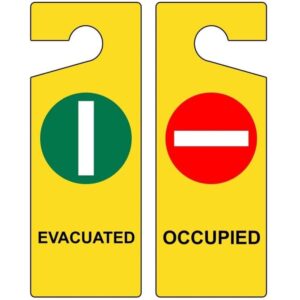 compliancesigns.com pack of 96 evacuated - occupied door hangers, 8x3 inch plastic for emergency response