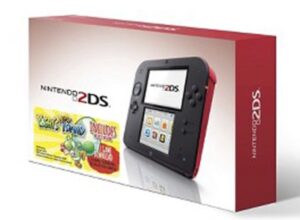 nintendo 2ds red console with yoshi's new island game