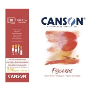 canson figueras oil & acrylic 290gsm paper pad including 10 sheets, size:41x33cm, canvas-like texture