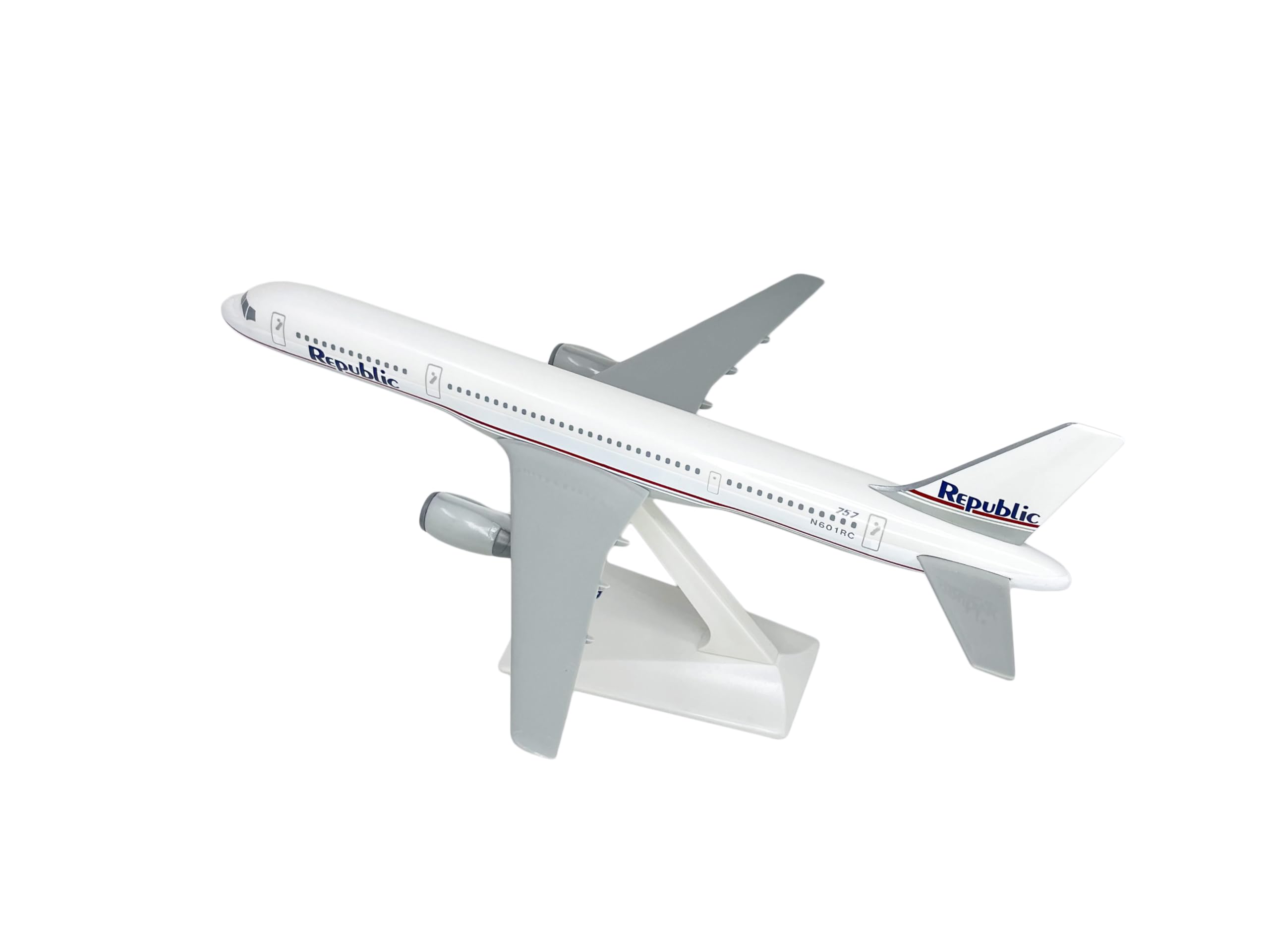 Flight Miniatures Republic Gray Scheme 757-200 1:200 Scale - Plastic Snap-Fit Model Airplane - Collectible Replica of Republic Airlines Aircraft - Part# ABO-75720H-023