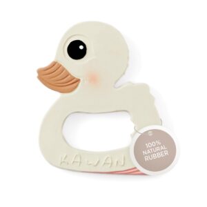 hevea kawan duck teether - massaging baby teething toys made from 100% natural rubber - free of bpa, pvc, plastic, and phthalates