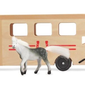 Melissa & Doug Wooden Horse Carrier Toy & 1 Scratch Art Mini-Pad Bundle (04097)