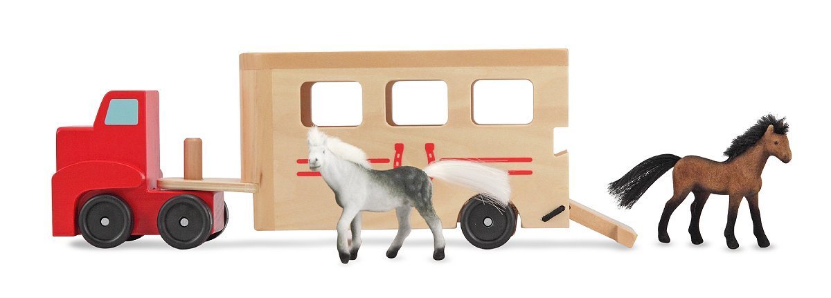 Melissa & Doug Wooden Horse Carrier Toy & 1 Scratch Art Mini-Pad Bundle (04097)