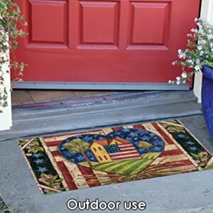 Toland Home Garden 800049 American Folk Heart Summer Door Mat 18x30 Inch Welcome Outdoor Doormat for Entryway Indoor Entrance