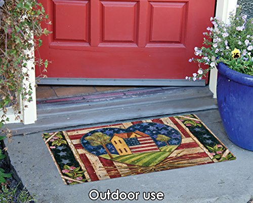 Toland Home Garden 800049 American Folk Heart Summer Door Mat 18x30 Inch Welcome Outdoor Doormat for Entryway Indoor Entrance