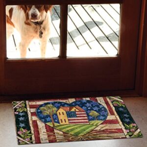 Toland Home Garden 800049 American Folk Heart Summer Door Mat 18x30 Inch Welcome Outdoor Doormat for Entryway Indoor Entrance