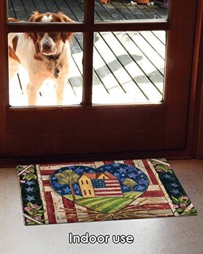 Toland Home Garden 800049 American Folk Heart Summer Door Mat 18x30 Inch Welcome Outdoor Doormat for Entryway Indoor Entrance