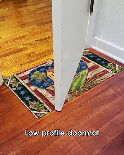 Toland Home Garden 800049 American Folk Heart Summer Door Mat 18x30 Inch Welcome Outdoor Doormat for Entryway Indoor Entrance