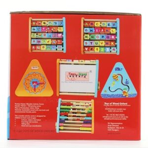 TOWO Activity Centre Triangle Toys - flip Flop Alphabet Blocks Abacus Clock - Activity Cube for Toddlers 5 in 1- Toys for Babies Montessori Learning-Wooden Toys for 1 Year Old