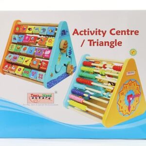 TOWO Activity Centre Triangle Toys - flip Flop Alphabet Blocks Abacus Clock - Activity Cube for Toddlers 5 in 1- Toys for Babies Montessori Learning-Wooden Toys for 1 Year Old