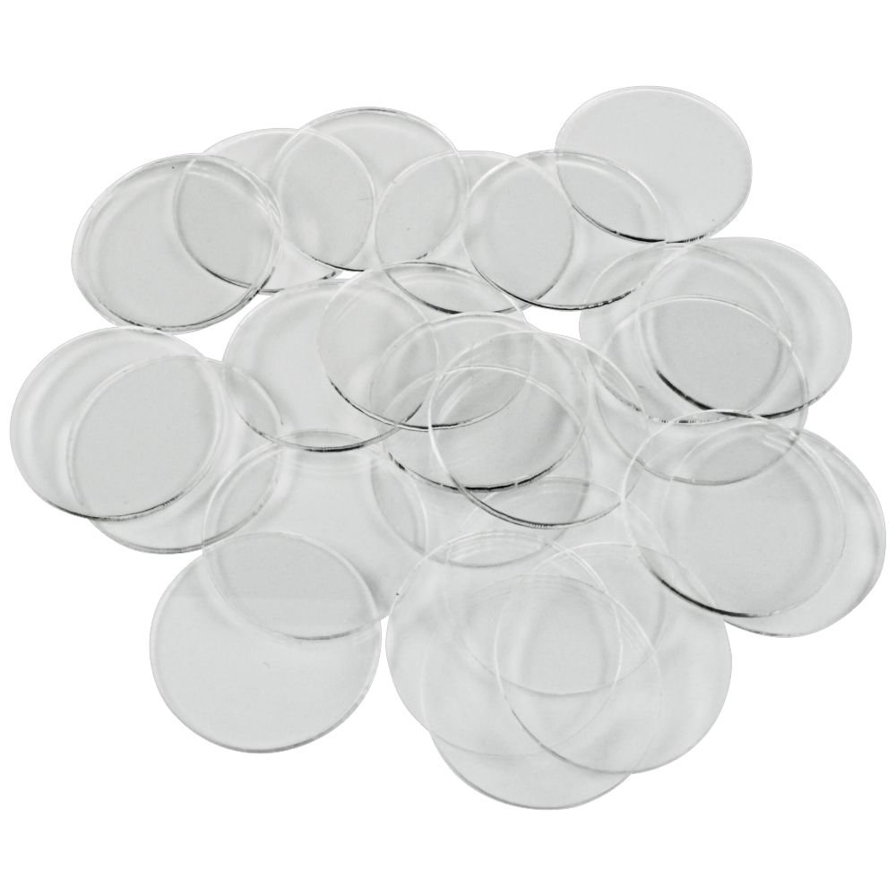 LITKO Clear Round Miniature Bases | 1.5mm Thick | Circular Figure Stands for Wargaming Boardgaming and Collectible Figures (25 Count Pack, 32mm)