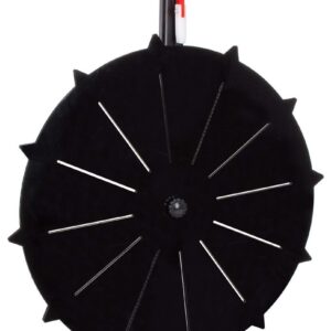 Displays2go Prize Wheel for Tabletop Use with 12 Prize Slots, 27" Glossy Black Write-on Surface Works with Wet-Erase and Liquid Chalk Markers (Not Included), Plastic Flapper, Black Aluminum Stand