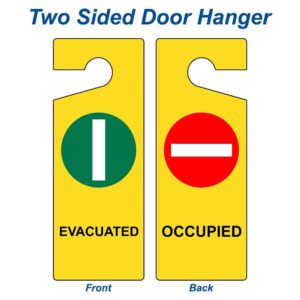 ComplianceSigns.com Pack of 96 Evacuated - Occupied Door Hangers, 8x3 inch Plastic for Emergency Response