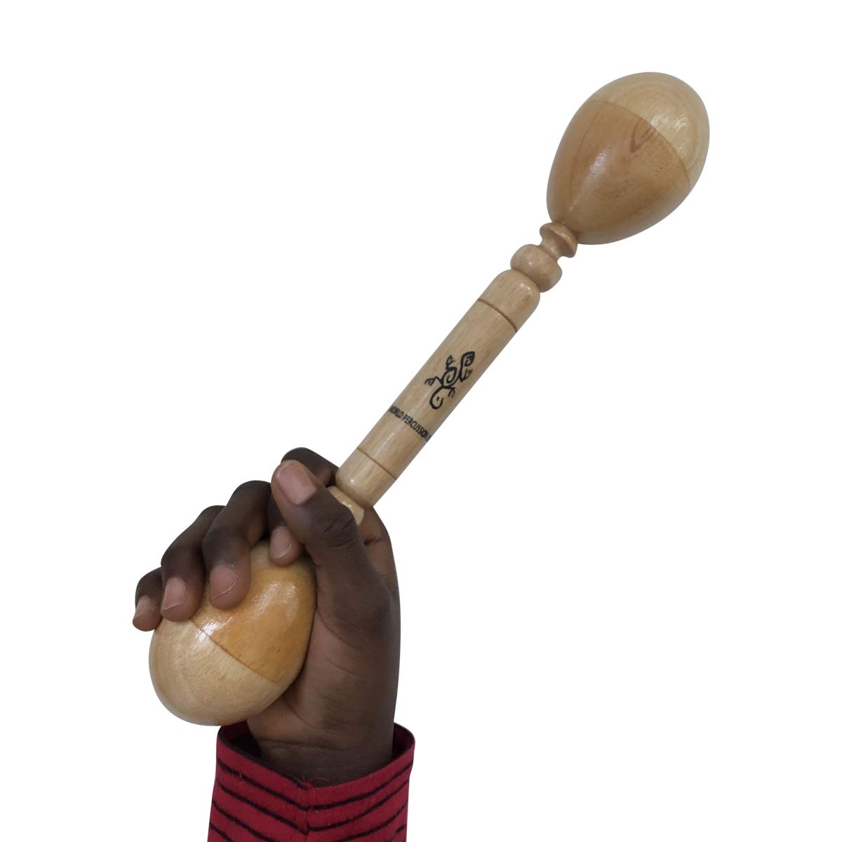 Wood Double Maraca Pair - Natural Finish, Handheld Percussion Instruments for Poly-Rhythm - Wooden Egg Shakers Musical Instrument by World Percussion USA