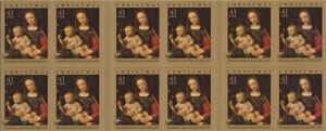 2007 xmas madonna and child 41 cent stamps booklet of 20 scott 4206a