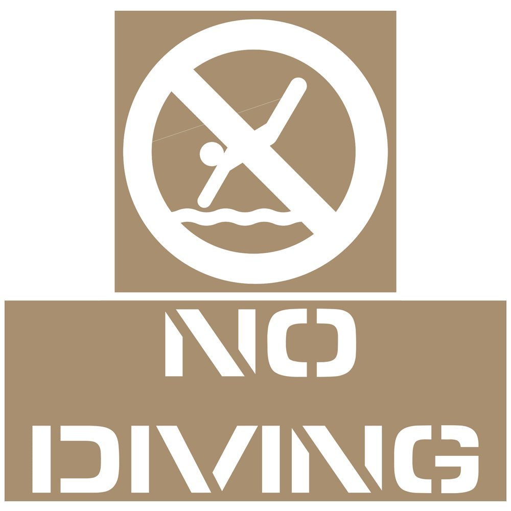 ComplianceSigns.com No Diving Stencil Kit - 6" x 6" Graphic - 4" Lettering - Made in USA