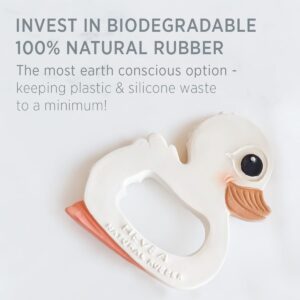 HEVEA Kawan Duck Teether - Massaging Baby Teething Toys Made from 100% Natural Rubber - Free of BPA, PVC, Plastic, and Phthalates