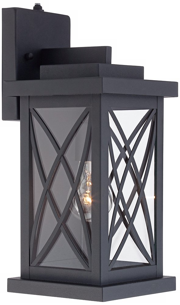 John Timberland Woodland Park Mission Outdoor Wall Light Fixture Black Metal15 Clear Glass Security Dusk to Dawn for Exterior House Porch Patio Outside Deck Garage Yard Front Door Garden Home