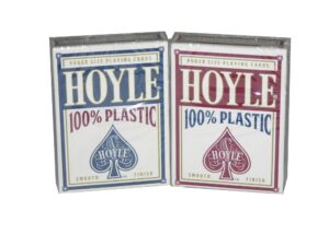 hoyle red & blue poker sized 100% plastic playing cards, 2 deck set